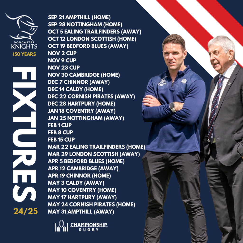 Knights 2024-25 League Fixtures Confirmed - Doncaster Knights