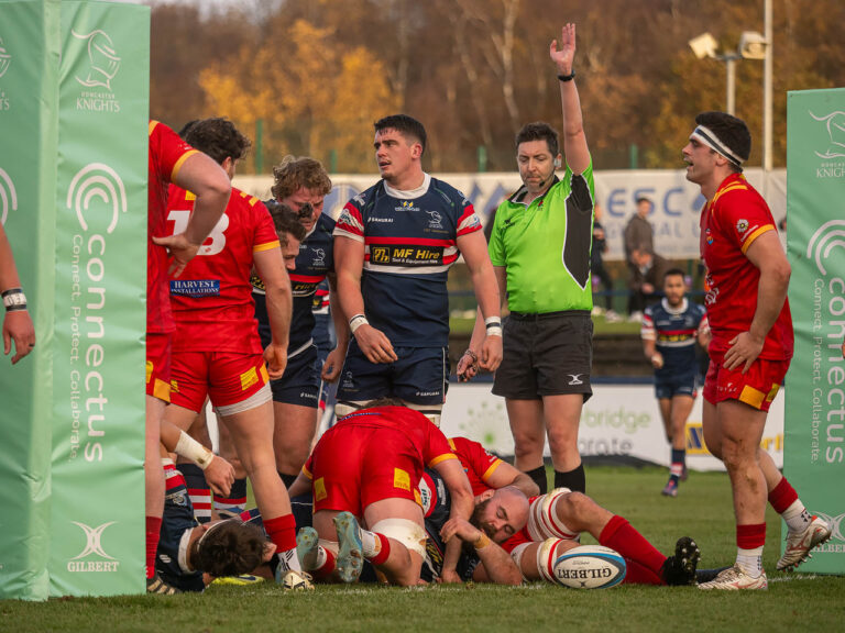 Doncaster Knights score eight tries to get maximum points in the return ...