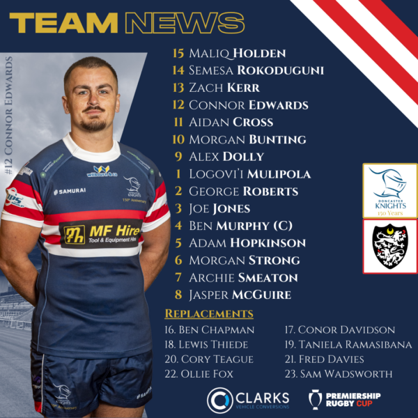 TEAM NEWS: Knights named to face Caldy at Castle Park - Doncaster Knights